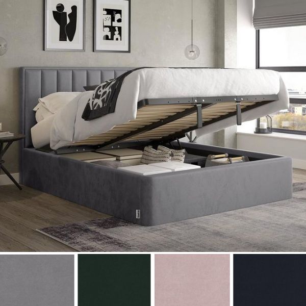 TEMPUR Duke Velvet-Finish Ottoman Bed Frame
